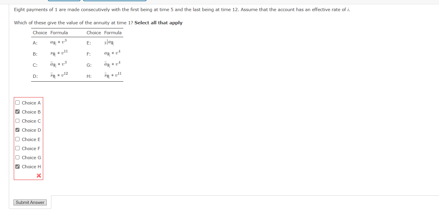 Solved Eight payments of 1 are made consecutively with the | Chegg.com