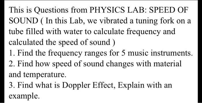 Solved This is Questions from PHYSICS LAB: SPEED OF SOUND | Chegg.com