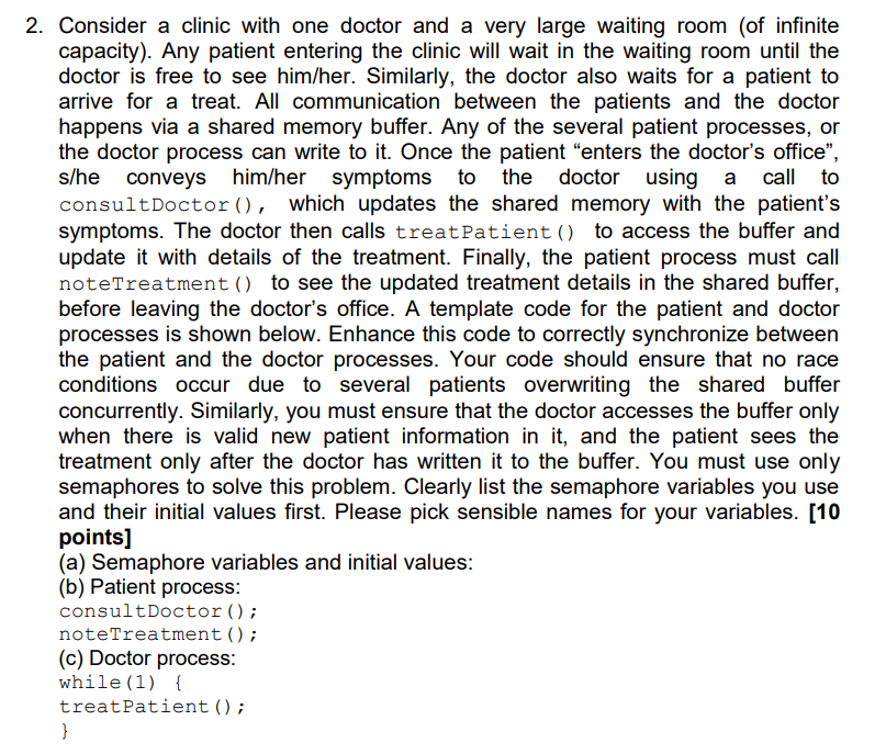 Solved Consider a clinic with one doctor and a very large | Chegg.com