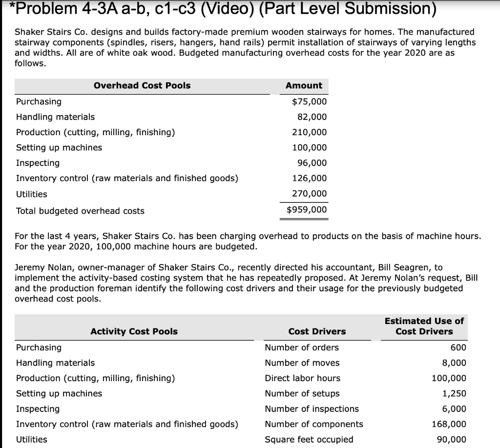 Solved *Problem 4-3A a-b, c1-c3 (Video) (Part Level | Chegg.com