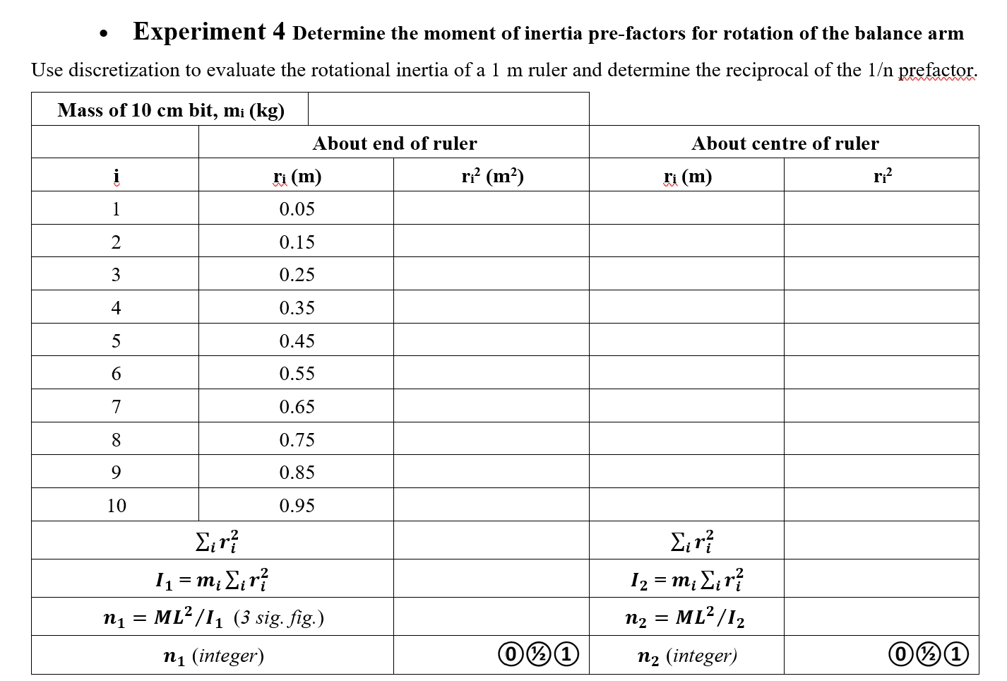 Solved Experiment 4 ﻿Determine the moment of inertia | Chegg.com