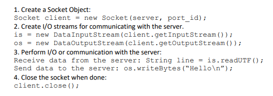 Solved TCP/IP SOCKET PROGRAMMING The two key classes from | Chegg.com