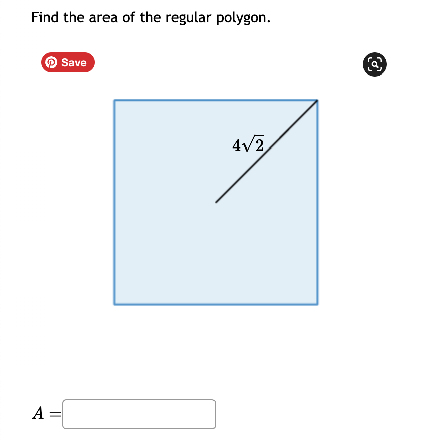Solved Find the area of the regular polygon. | Chegg.com