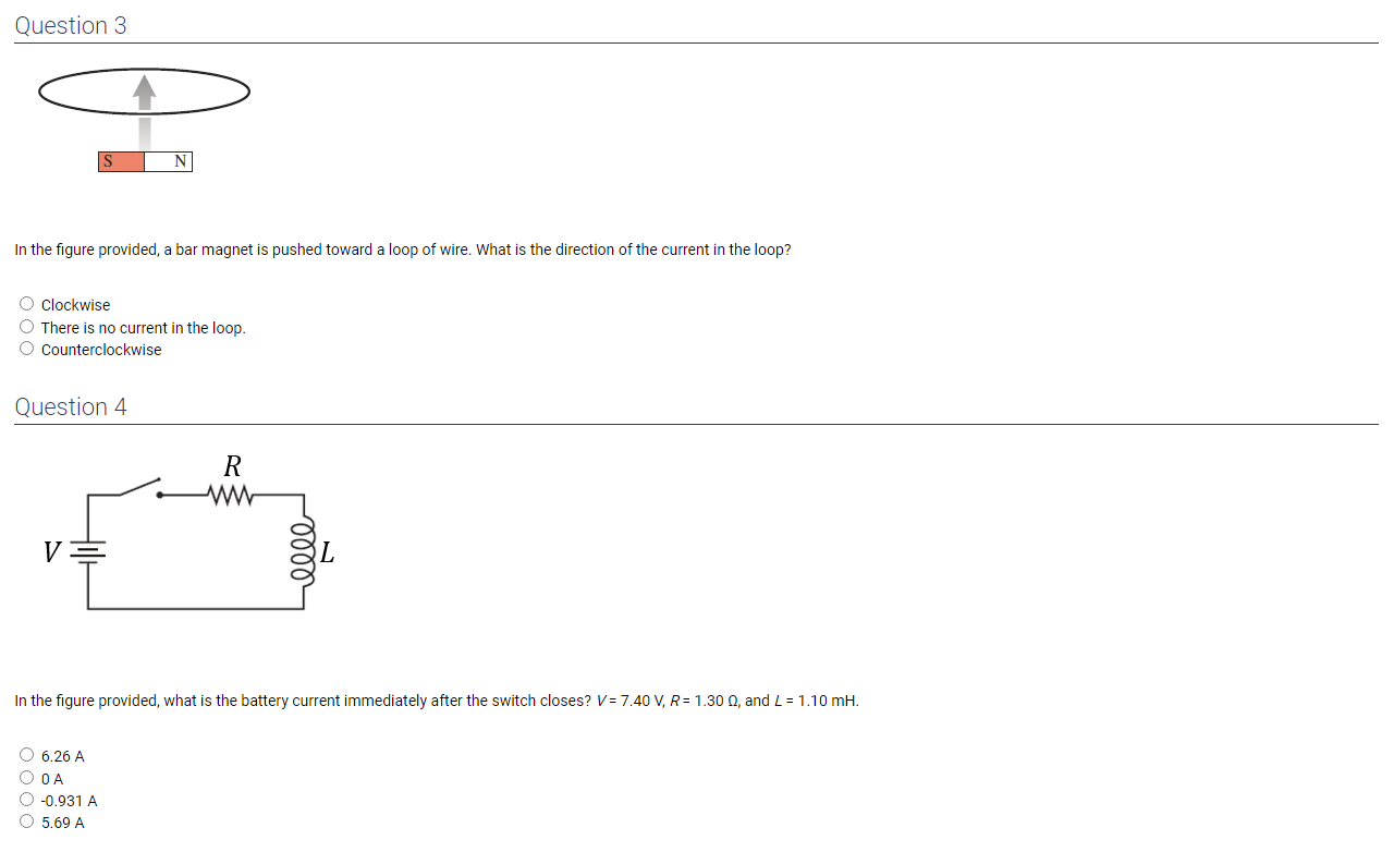 Solved Question 1 A B C. A bar magnet is dropped, south pole | Chegg.com