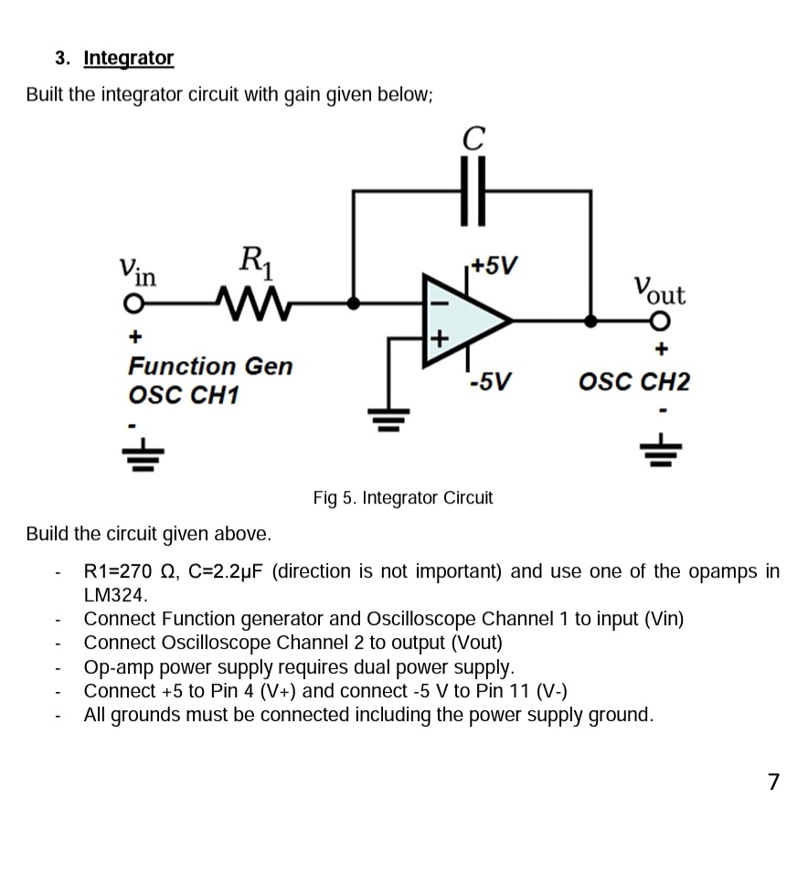 Solved 3. Integrator Built the integrator circuit with gain | Chegg.com