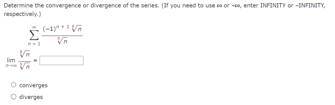 Solved Determine the convergence or divergence of the | Chegg.com