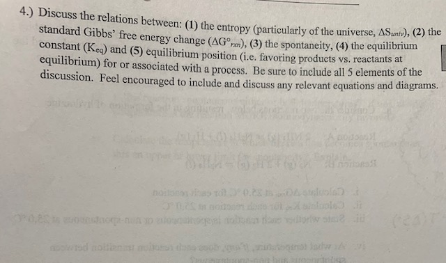 Solved 4.) Discuss the relations between: (1) the entropy | Chegg.com