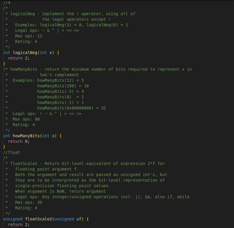 Solved //4 logicalNeg - implement the ! operator, using all | Chegg.com
