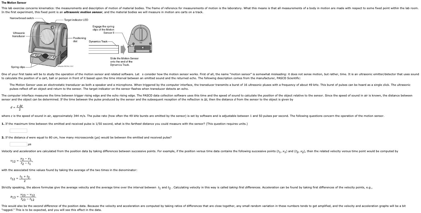 Solved The Motion Sensor This lab exercise concerns | Chegg.com