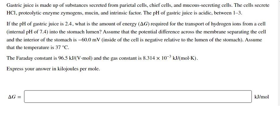 Solved Gastric juice is made up of substances secreted from | Chegg.com