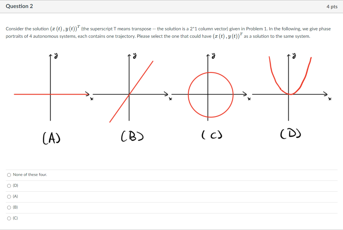 Solved Question 1 4 pts Suppose for certain autonomous | Chegg.com