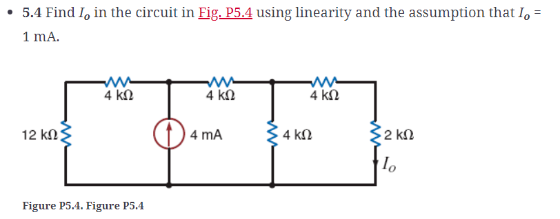 Solved - 5.4 Find Io in the circuit in Fig. P5.4 using | Chegg.com