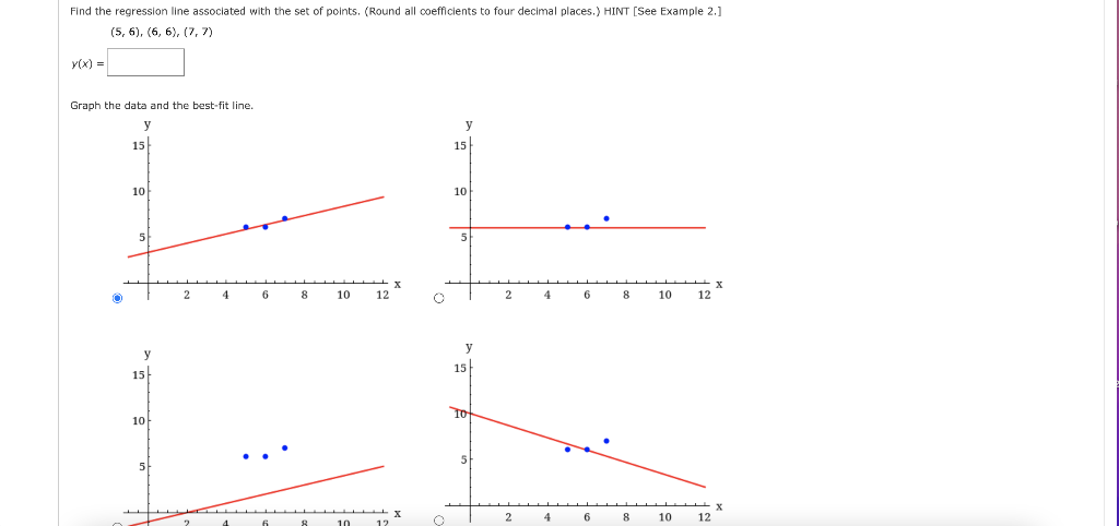 Solved Find the regression line associated with the set of | Chegg.com