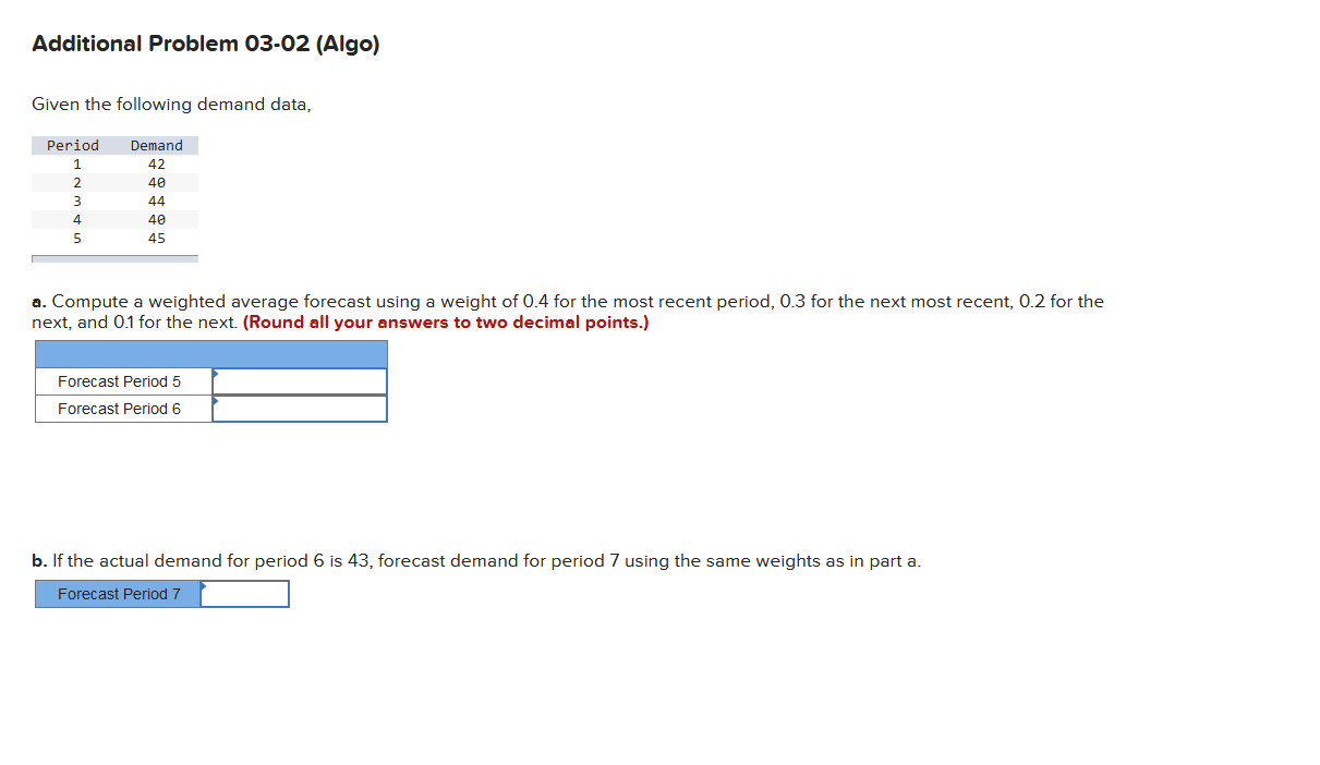 Solved Additional Problem 03-02 (Algo)Given the following | Chegg.com