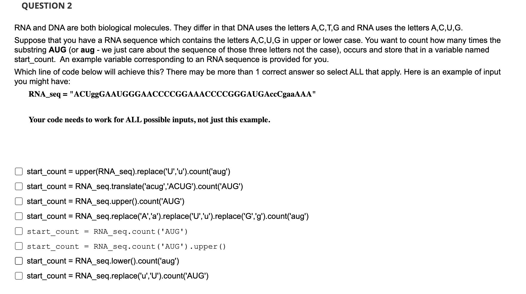 Solved RNA and DNA are both biological molecules. They | Chegg.com