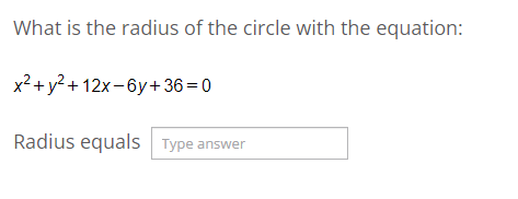 Solved What is the radius of the circle with the equation: | Chegg.com