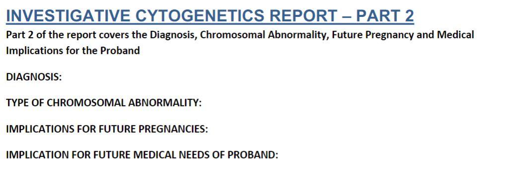 Solved INVESTIGATIVE CYTOGENETICS REPORT - PART 2 Part 2 of | Chegg.com