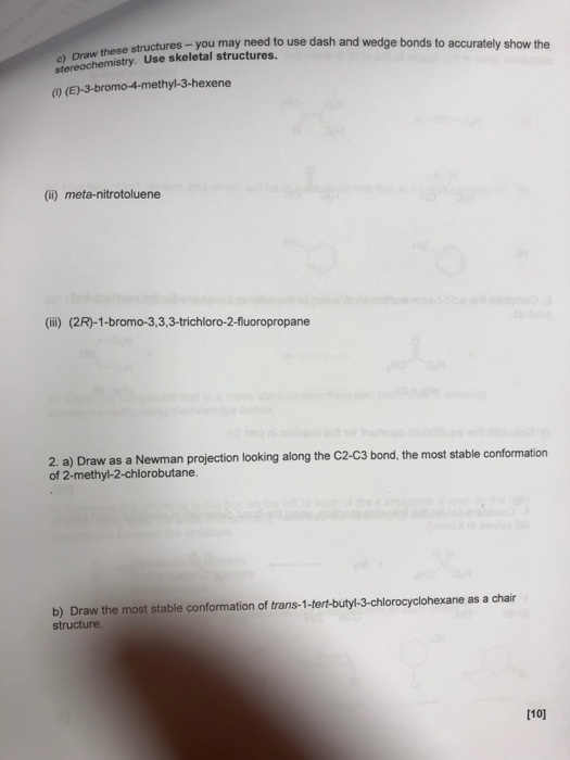 Solved c) Draw these structures- you may need to use dash | Chegg.com