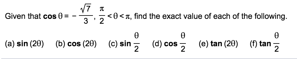 Solved 7 Given that cos 0