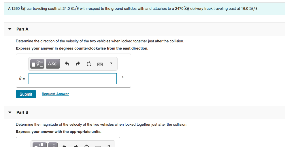 Solved A 1260 kg car traveling south at 24.0 m/s with | Chegg.com