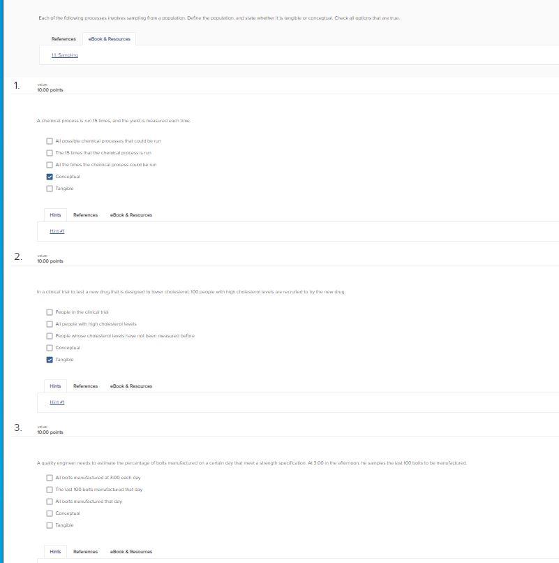 Each of the following processes involves sampling | Chegg.com