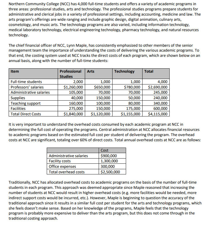 Solved Northern Community College (NCC) has 4,000 full-time | Chegg.com
