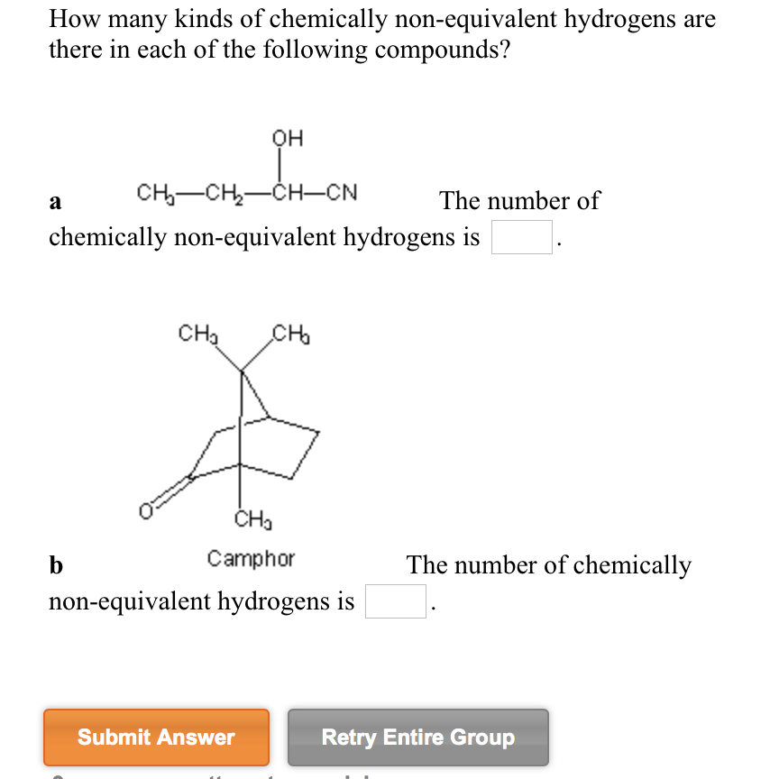 Solved How many kinds of chemically non-equivalent hydrogens | Chegg.com