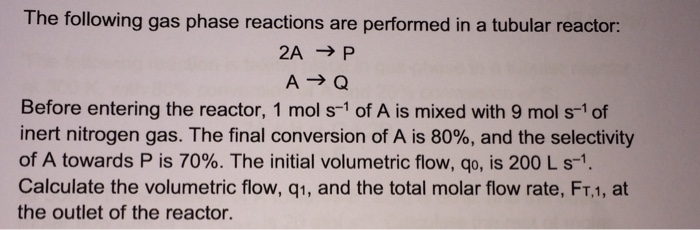 The following gas phase reactions are performed in a | Chegg.com