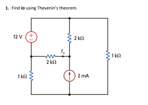 Solved 1. Find Io using Thevenin's theorem. | Chegg.com