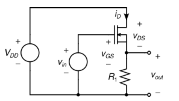 Solved The circuit below shows a source follower amplifier | Chegg.com