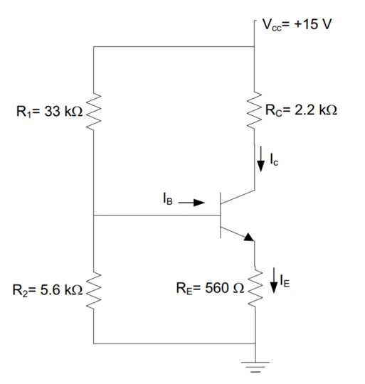Solved Vcc= +15 V M w Ri= 33 k2 Rc= 2.2 k22 Ic Ів w LIE R2= | Chegg.com