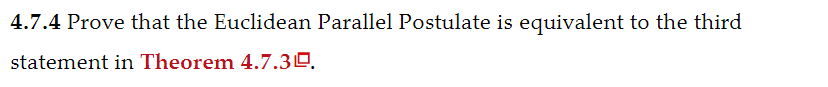 Solved 4.7.4 Prove that the Euclidean Parallel Postulate is | Chegg.com