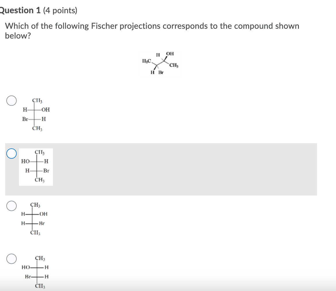 Solved Which of the following Fischer projections | Chegg.com