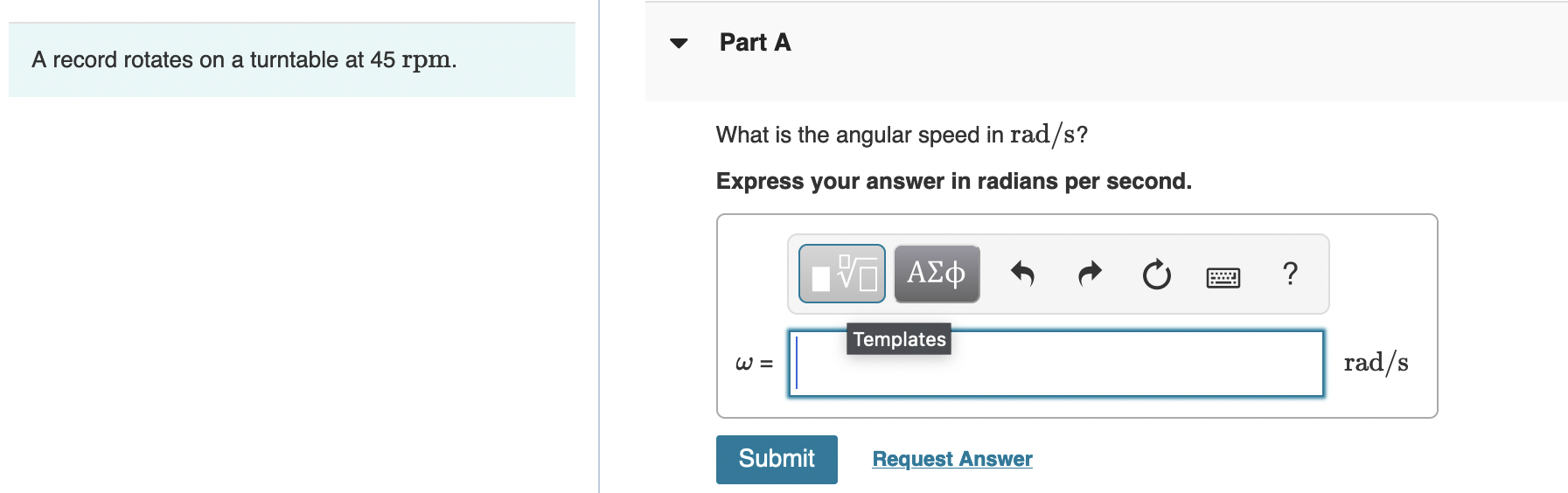 Solved A Record Rotates On A Turntable At 45rpm Part A What