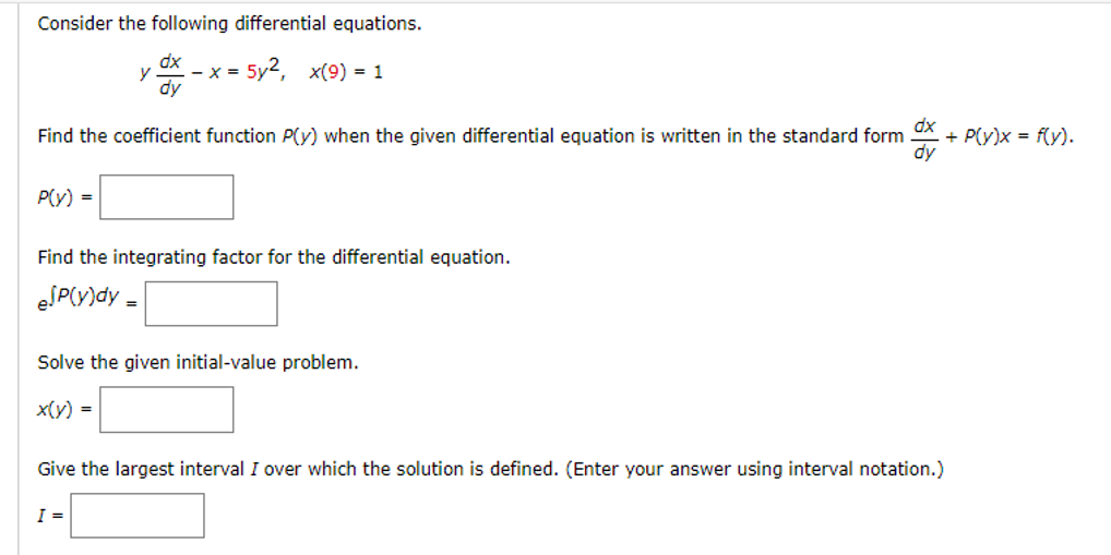 Solved Consider the following differential equations. dx | Chegg.com