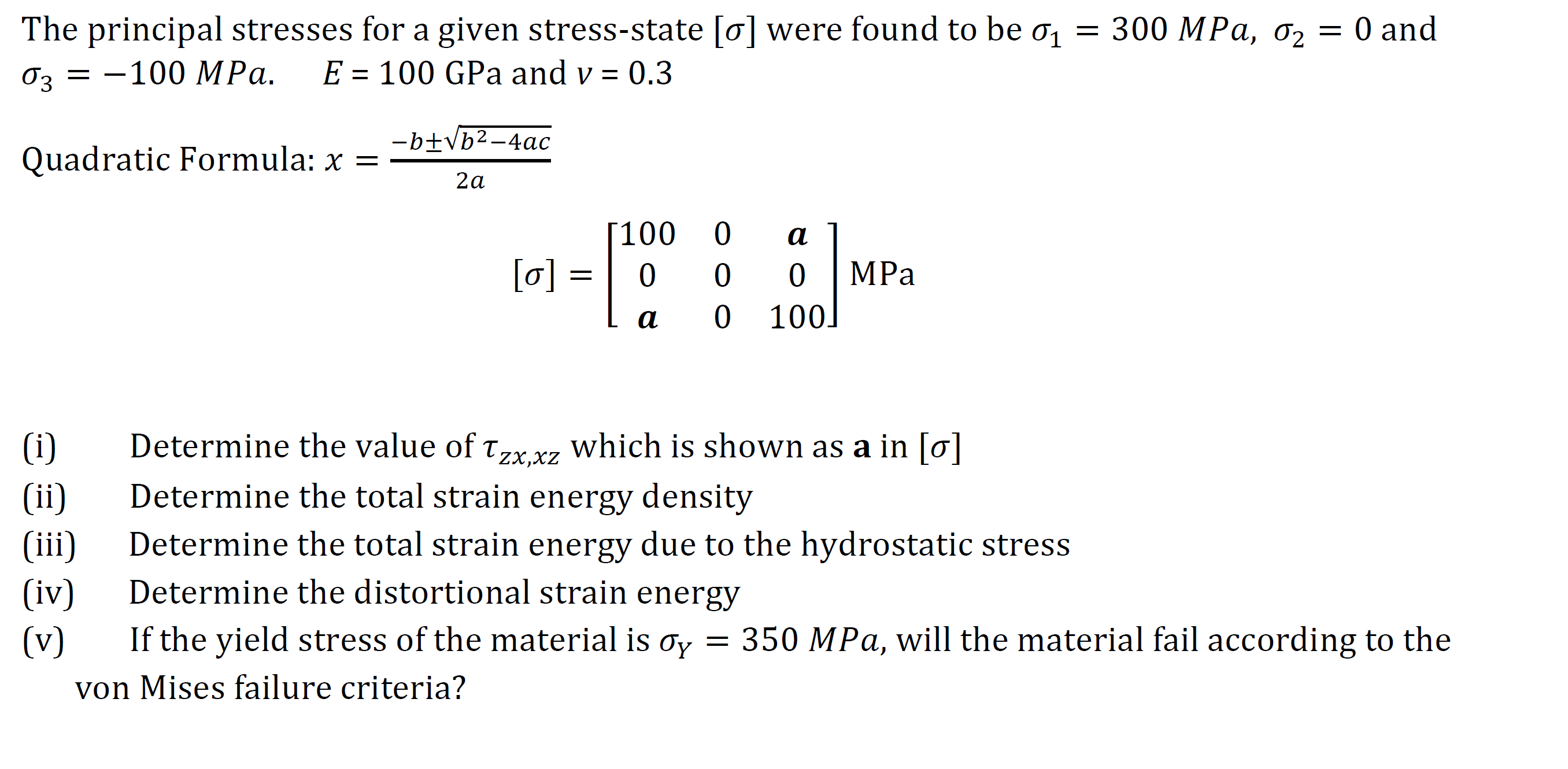 Solved The principal stresses for a given stress-state [σ] | Chegg.com