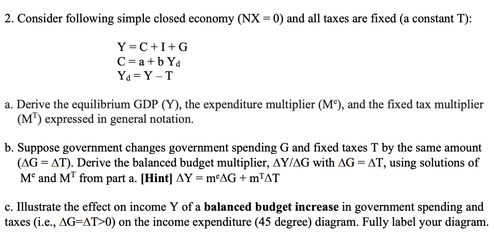 Solved 2. Consider following simple closed economy (NX = 0) | Chegg.com Solved 2. Consider following simple closed economy (NX = 0) | Chegg.com
