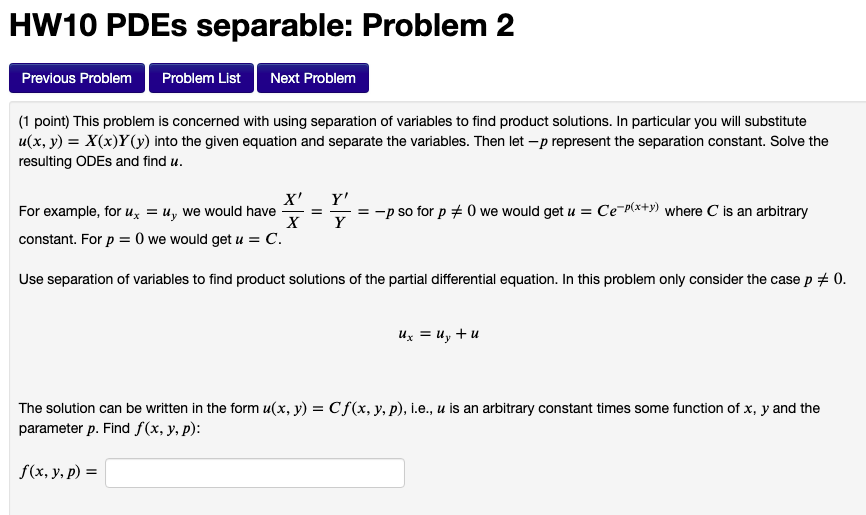 Solved HW10 PDEs separable: Problem 2 Previous Problem | Chegg.com