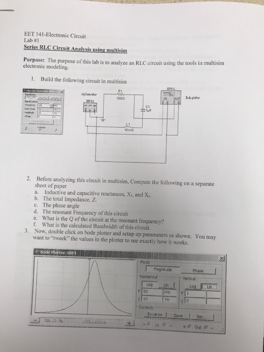 Solved EET 141-Electronic Circuit Lab #1 urpose: The purpose | Chegg.com