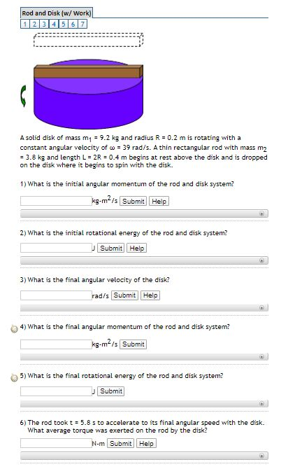 Solved Rod and Disk (w/ Work) 1234567 ........... A solid | Chegg.com
