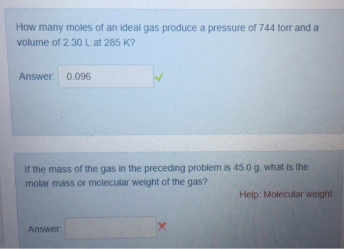Solved At a fixed temperature and number of moles, the | Chegg.com