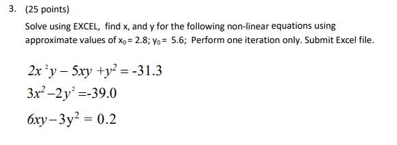 Solved find x , ﻿and y ﻿for the following non-linear | Chegg.com