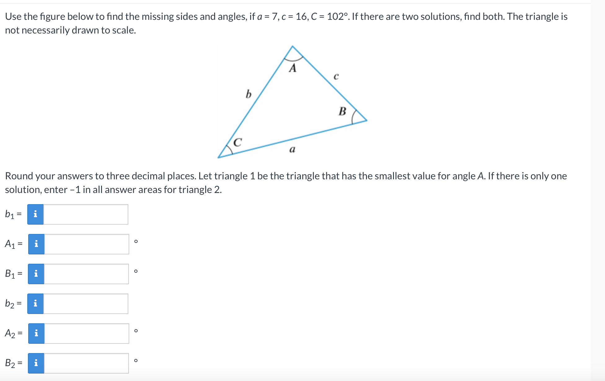 Solved Use the figure below to find the missing sides and | Chegg.com