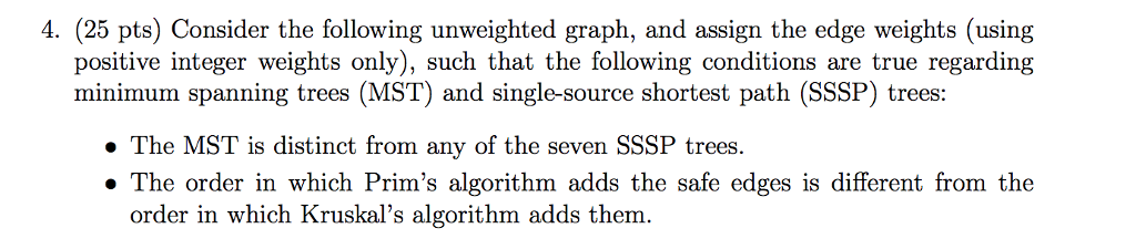 Solved 4. (25 pts) Consider the following unweighted graph, | Chegg.com
