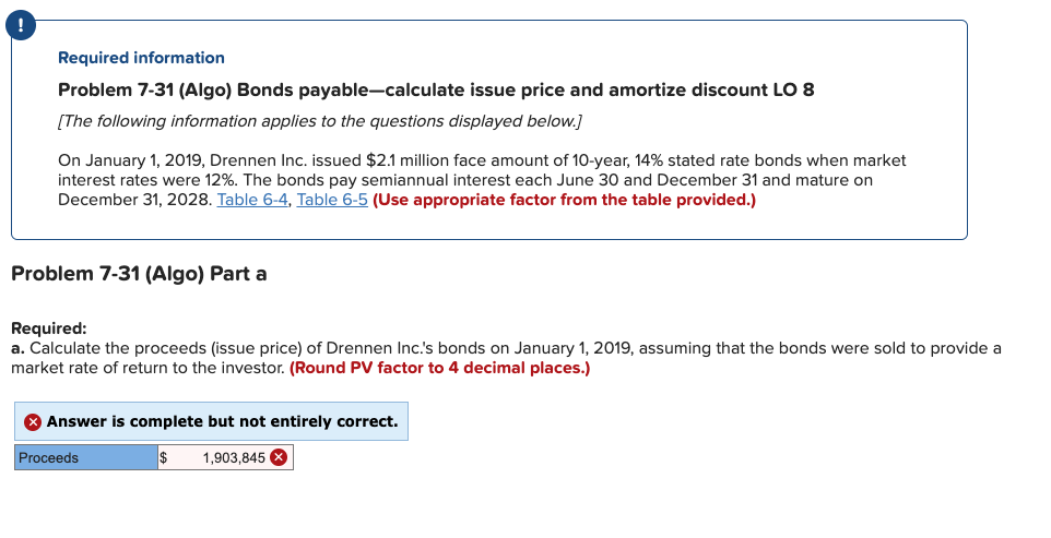 Solved Required information Problem 7-31 (Algo) Bonds | Chegg.com