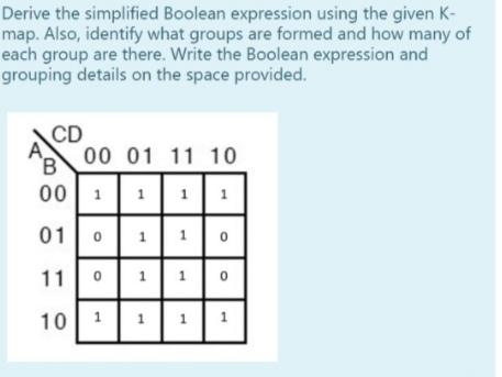 Solved Derive the simplified Boolean expression using the | Chegg.com