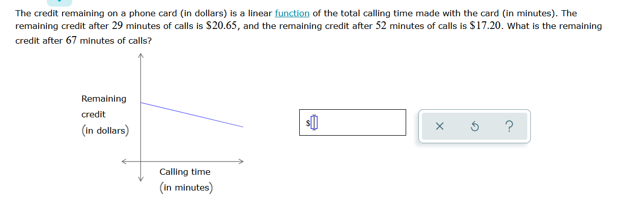 Solved The credit remaining on a phone card (in dollars) is | Chegg.com