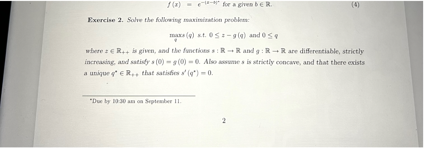f(x)=e−(x−b)2 for a given b∈R. Exercise 2. Solve the | Chegg.com