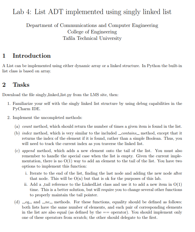 Solved class SinglyLinkedList(object): """ Singly-linked | Chegg.com