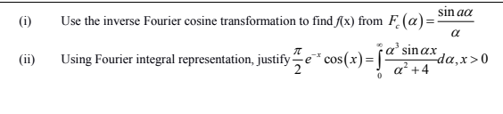 Solved Sin Ac 1 Use The Inverse Fourier Cosine